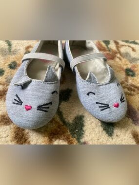 Simply Petals | Shoes | Toddler Girls Gray Cat Face Mary Jane Dress ...